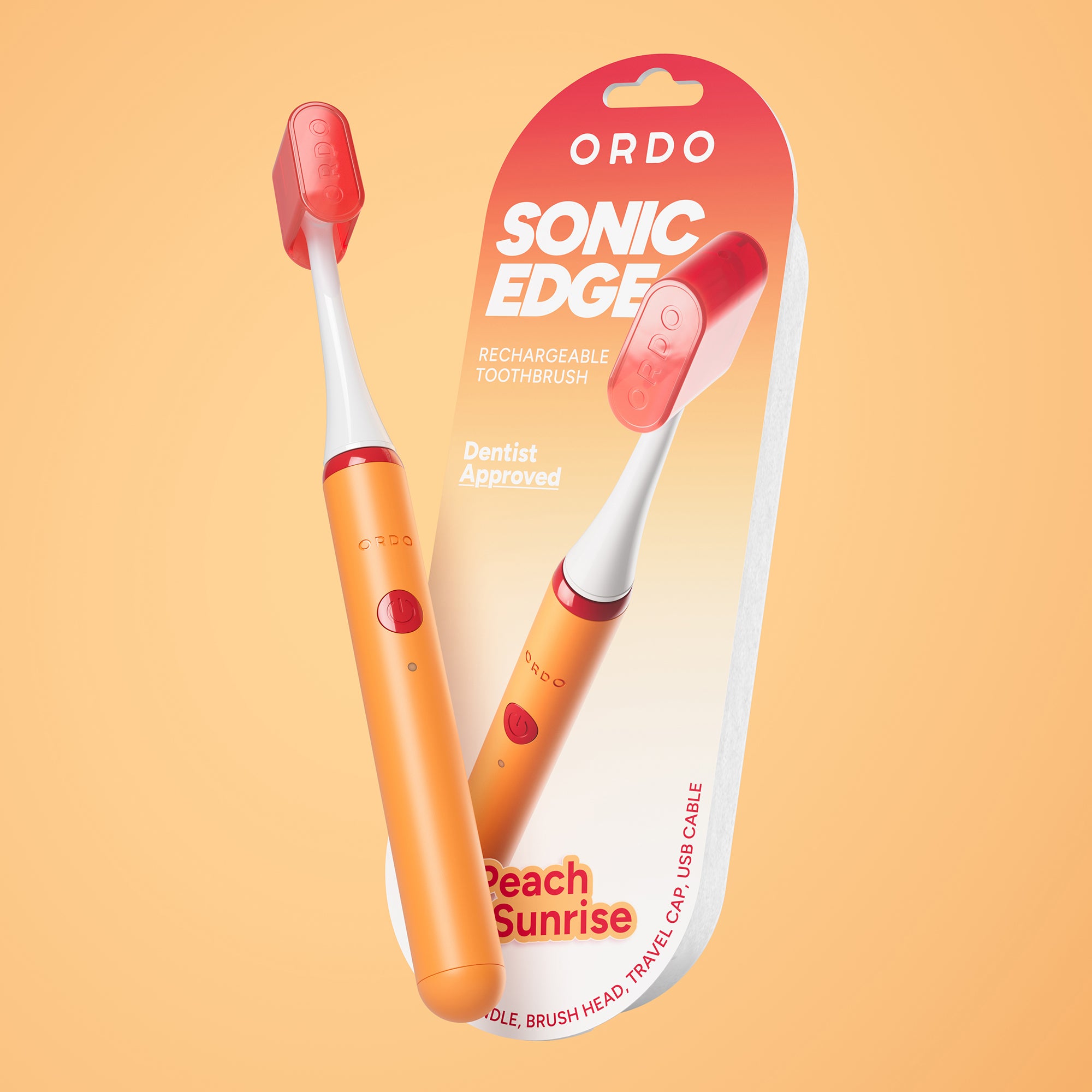 Peach Sunrise Sonic Edge Rechargeable Toothbrush | ORDO – Ordo Global