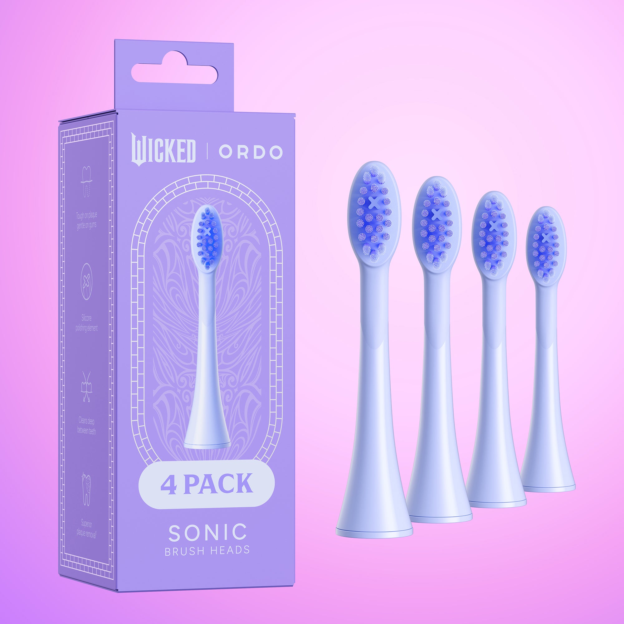 Ordo Sonic Brush Heads - Wicked Glinda Upland - Sonic Lite - 4 Pack ...