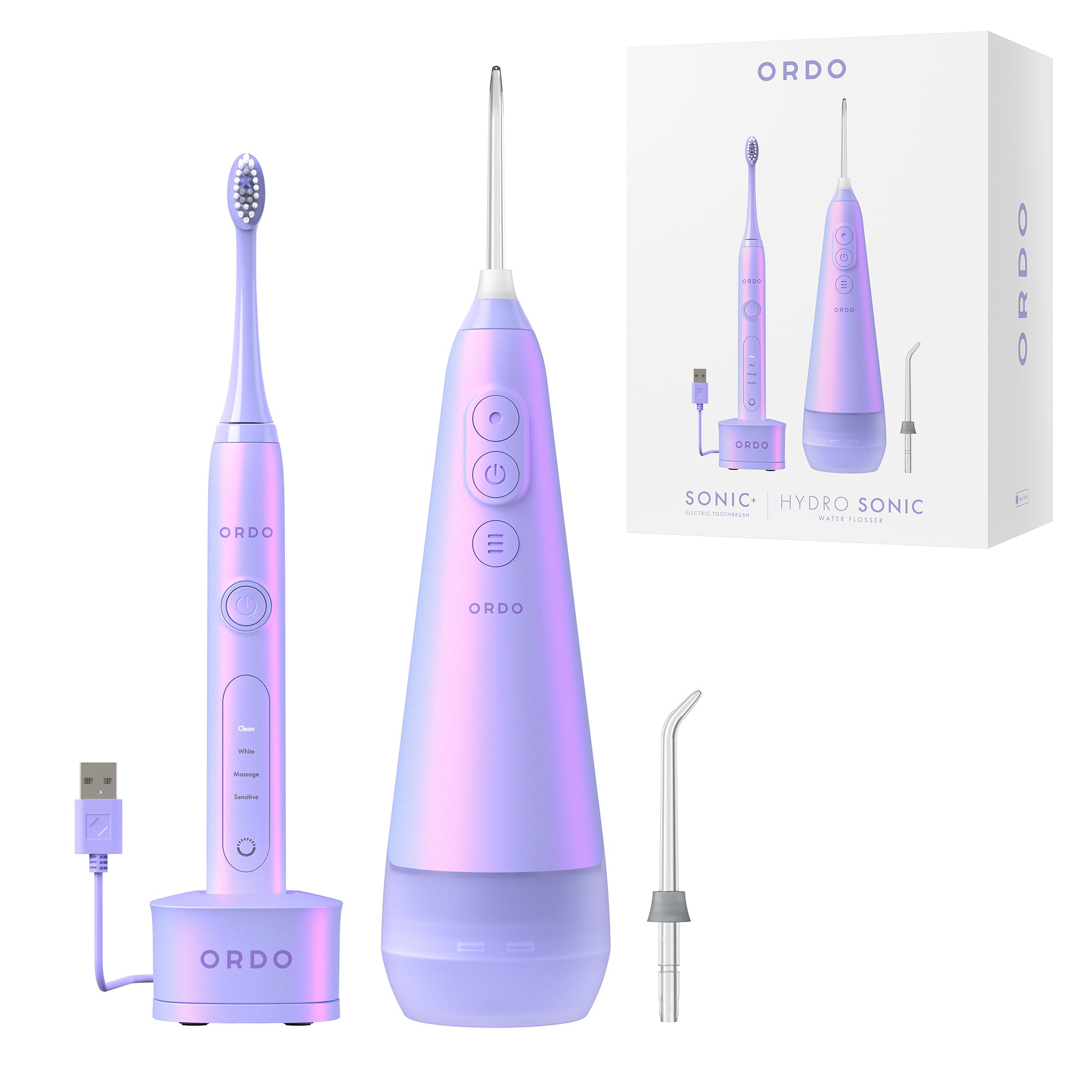 Ordo Sonic+ Toothbrush & Hydro Sonic Water Flosser - Pearl Violet ...