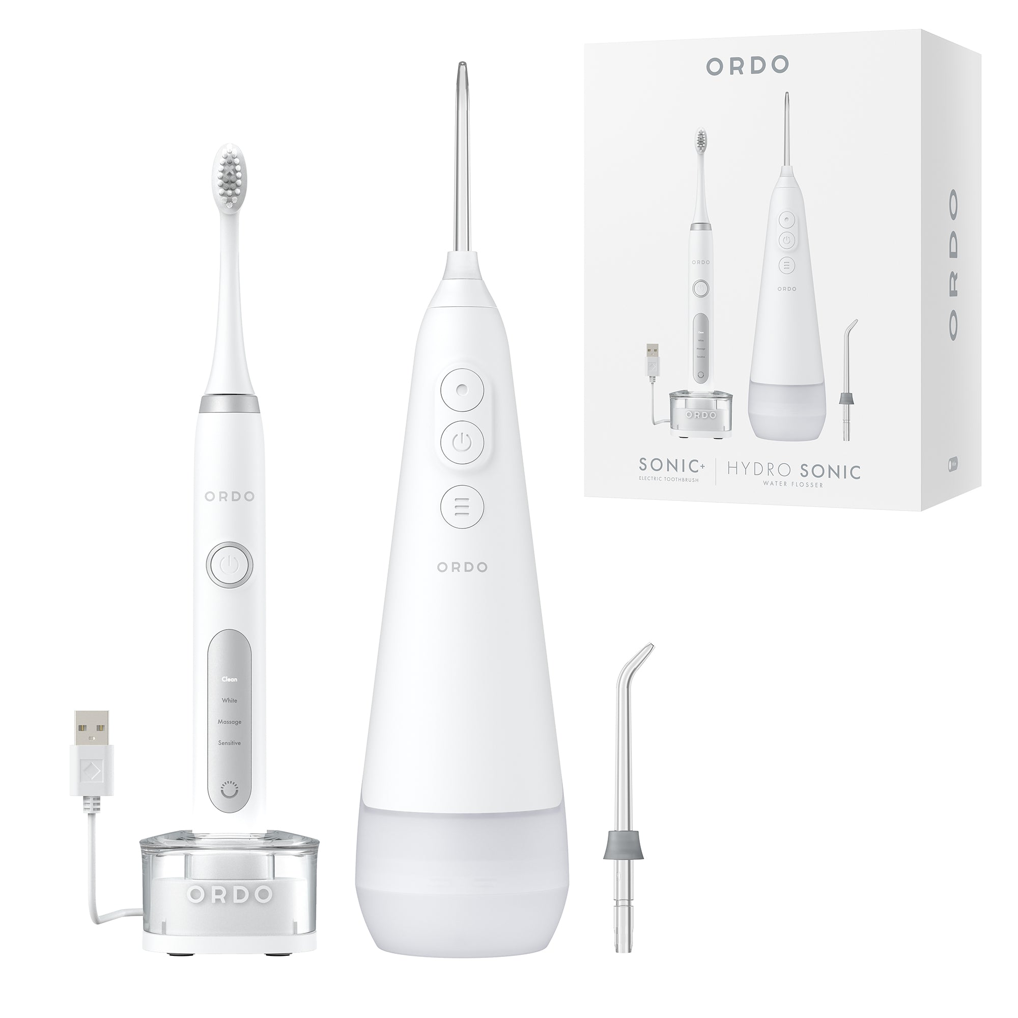 White Sonic+ Toothbrush and Hydro Sonic Water Flosser | ORDO – Ordo Global